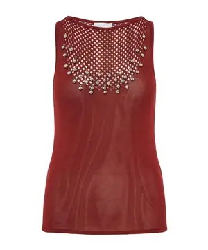 Rabanne Embellished Beaded Vest - Red
