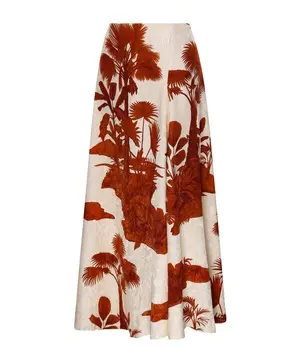 Johanna Ortiz Tropical Print A-line Skirt