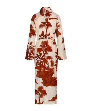 Johanna Ortiz Tropical Print Long Sleeve Wrap Dress