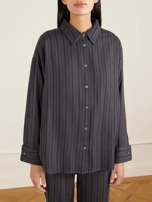 THE ELDER STATESMAN Striped Wool And Cashmere Blend Twill Shirt
