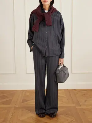 THE ELDER STATESMAN Striped Wool And Cashmere Blend Twill Shirt
