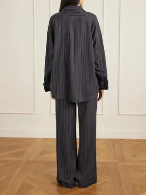THE ELDER STATESMAN Striped Wool And Cashmere Blend Twill Shirt