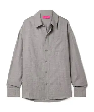 THE ELDER STATESMAN Long-sleeve Wool And Cashmere Blend Shirt - Grey