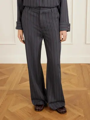 THE ELDER STATESMAN Striped Wool And Cashmere-blend Twill Pants