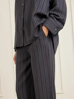 THE ELDER STATESMAN Striped Wool And Cashmere-blend Twill Pants