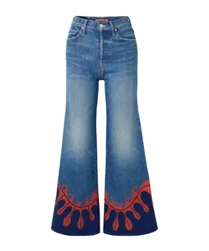 MOTHER Printed High-waisted Flared Jeans