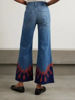 MOTHER Printed High-waisted Flared Jeans