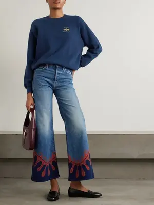 MOTHER Printed High-waisted Flared Jeans