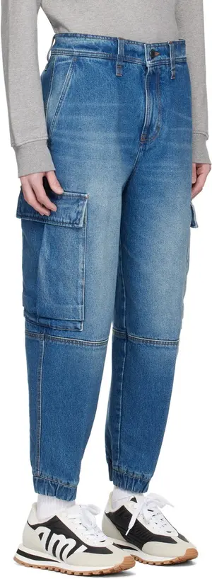 AMI Paris Mid-wash Denim Cargo Pants