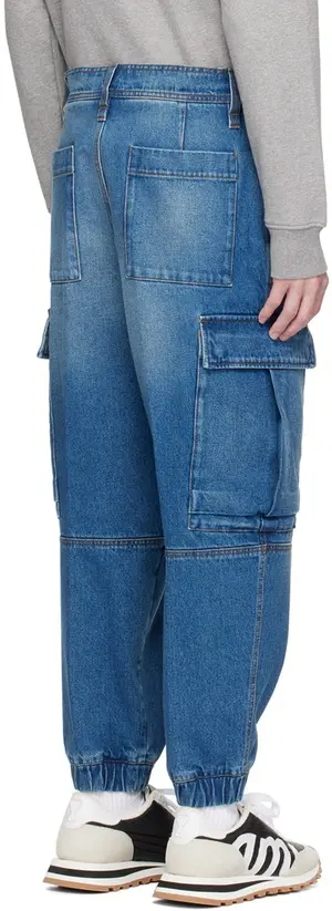 AMI Paris Mid-wash Denim Cargo Pants