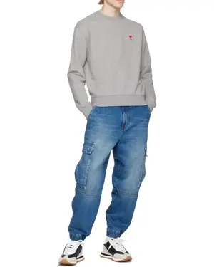 AMI Paris Mid-wash Denim Cargo Pants