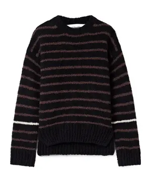 Proenza Schouler Leonie Striped Wool Sweater - Black