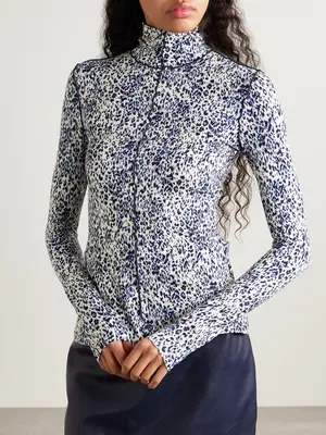Proenza Schouler Audrey Ruffled Knit Turtleneck Top - White
