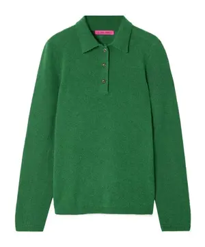 THE ELDER STATESMAN Laurel Cashmere Polo Shirt - Green