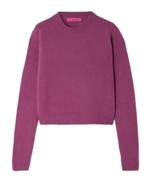 THE ELDER STATESMAN Crew Neck Cashmere Sweater - Purple