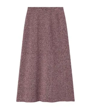 THE ELDER STATESMAN Marl Cashmere Midi Skirt - Wine Red