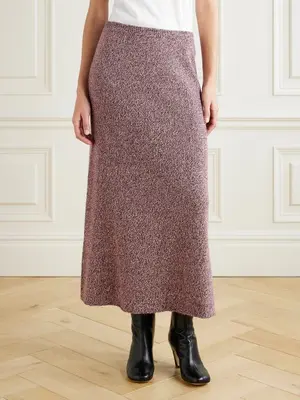 THE ELDER STATESMAN Marl Cashmere Midi Skirt