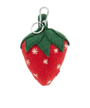 THE ELDER STATESMAN Strawberry Crocheted Cashmere Keychain - Red