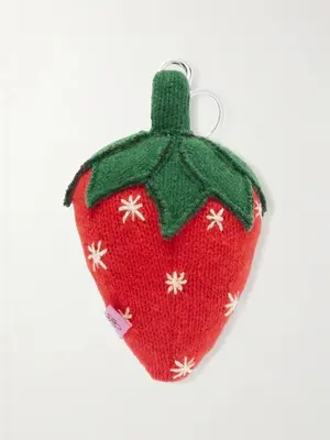 THE ELDER STATESMAN Strawberry Crocheted Cashmere Keychain