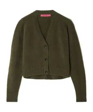 THE ELDER STATESMAN Cashmere Cropped Cardigan - Green