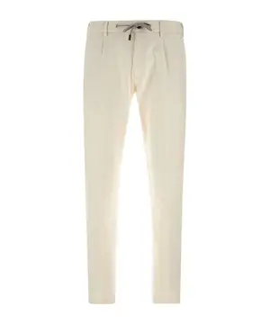 Eleventy Drawstring-waist Tapered Trousers - White