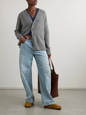 THE ELDER STATESMAN Long-sleeved Cashmere Cardigan - Grey