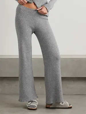 THE ELDER STATESMAN Ribbed Wide-leg Trousers