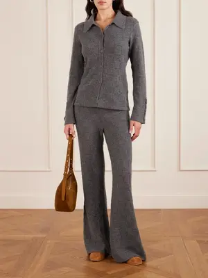 THE ELDER STATESMAN Cashmere Wide-leg Track Pants - Grey