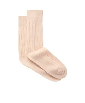 THE ELDER STATESMAN Ribbed Cashmere Socks - Cream