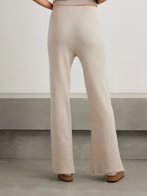 THE ELDER STATESMAN Ribbed Blend Wide-leg Casual Pants