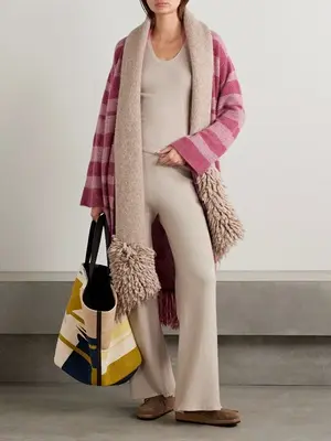 THE ELDER STATESMAN Ribbed Blend Wide-leg Casual Pants