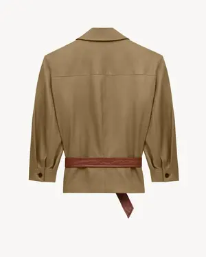 Saint Laurent Belted Jacket In Lambskin