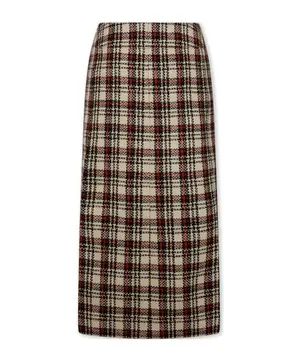 Rabanne Tartan Pattern Midi Skirt With Button Detailing