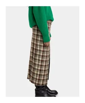Rabanne Tartan Pattern Midi Skirt With Button Detailing