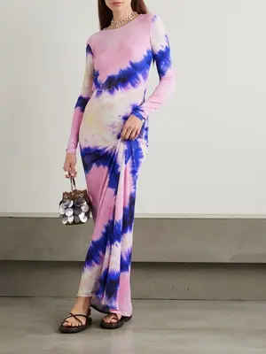 Rabanne Tie-dye Print Crewneck Maxi Dress - Multi-color