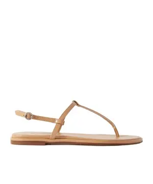 AeydĒ Flat Round Toe Sandals With Adjustable Ankle Strap - Nude