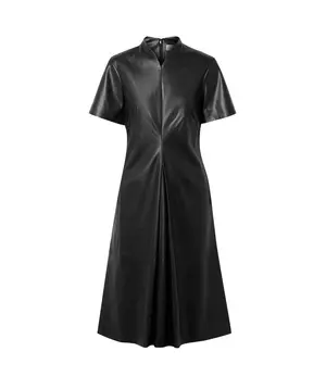 Proenza Schouler Leather Paneled Pleated Dress - Black