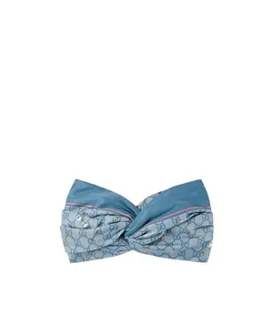 Gucci Gg Horsebit Silk Headband - Blue