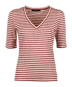 Max Mara V-neck Striped T-shirt - Pink