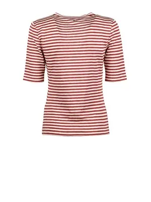 Max Mara V-neck Striped T-shirt - Pink