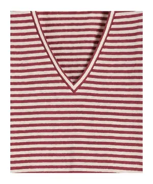 Max Mara V-neck Striped T-shirt - Pink