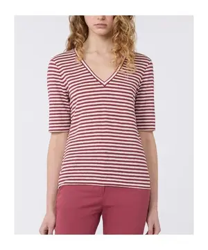 Max Mara V-neck Striped T-shirt - Pink