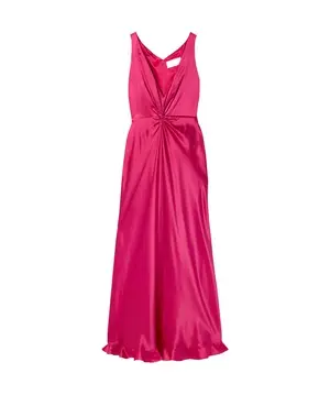 Saloni Sleeveless V-neck Maxi Dress With Ruffled Skirt - Pink