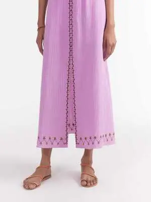 Saloni V-neck Dress With Bubble Sleeves And Front Tie Detail