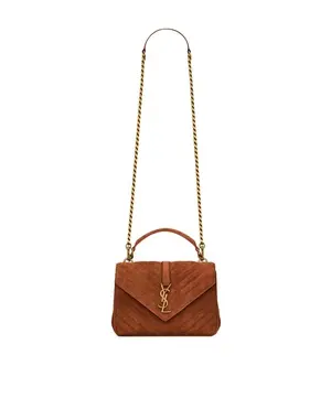 Saint Laurent College Medium In Quilted Suede