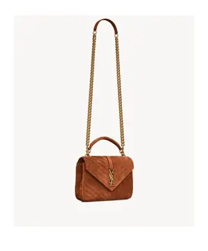 Saint Laurent College Medium In Quilted Suede