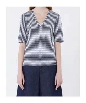 Max Mara V-neck Striped T-shirt - Ultramarine