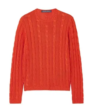 Ralph Lauren Aran Knit Jumper - Burnt Orange