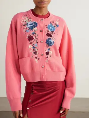 Rabanne Embroidered Crystal-embellished Wool And Cashmere Blend Cardigan