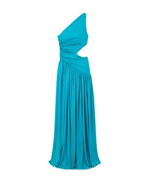Michael Kors Pleated Knitted One Shoulder Maxi Dress